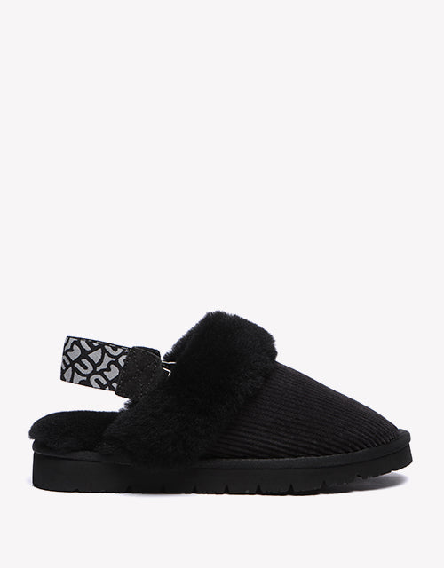Corduroy Slipper In Black – EVERAU